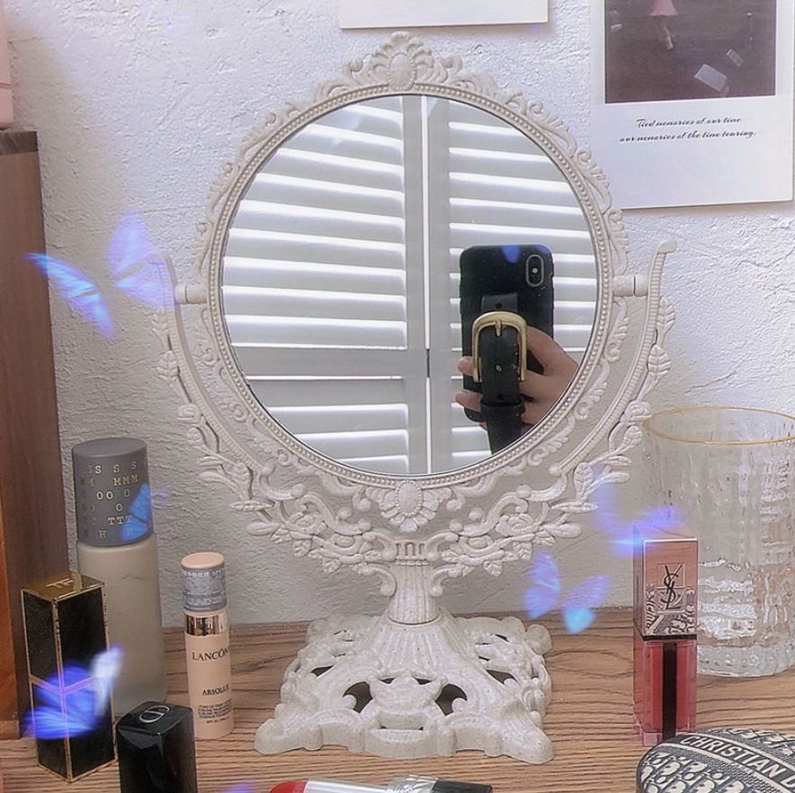 [po] vintage retro style 360 degree table/desk mirror vanity french ...