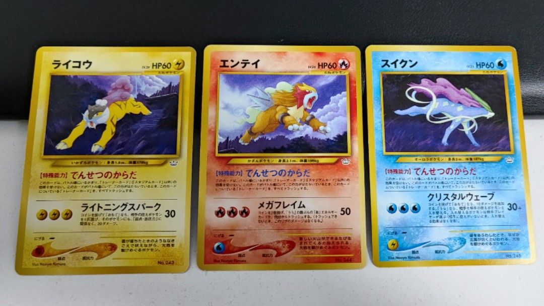 Pokemon cards trio vintage Entei Raikou Suicune, Hobbies & Toys ...