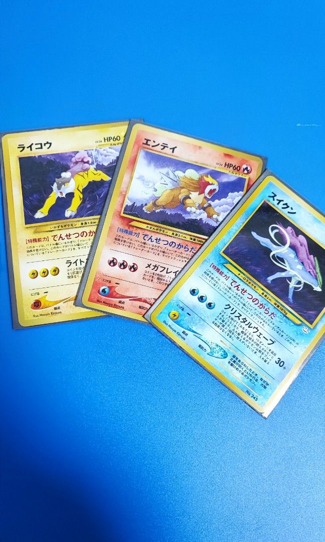 Pokemon cards trio vintage Entei Raikou Suicune, Hobbies & Toys ...