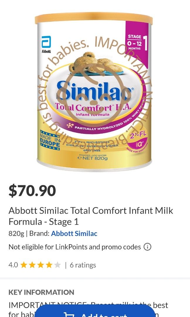 Similac AR Stage 1 (0-12 mths old), Babies & Kids, Nursing & Feeding ...