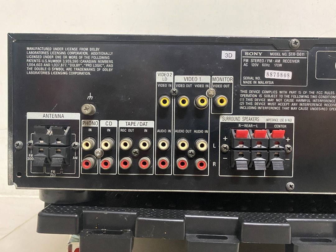 SONY STR D611 收音劇院 5.1 環繞擴大機 綜合擴大機 可接黑膠~, 耳機及錄音音訊設備, 音樂播放裝置 MP3及CD 播放器在旋轉拍賣