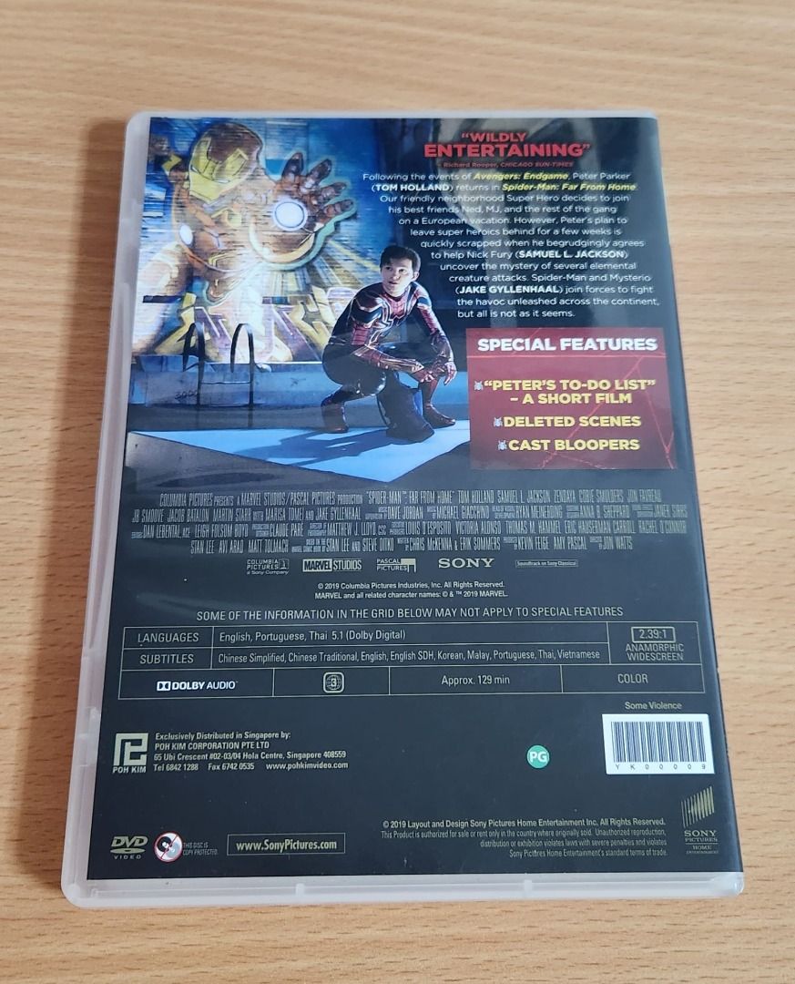 Spider-Man Far From Home DVD (PG) Region 3 - Southeast Asia, and East Asia (including Hong Kong ...