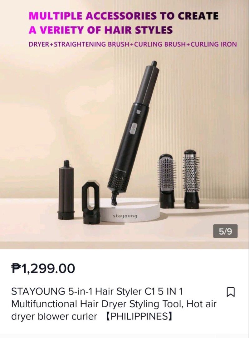 STAYOUNG 5 In 1 Hair STyler C1 Hair Curler Automatic Hair Straighteners ...