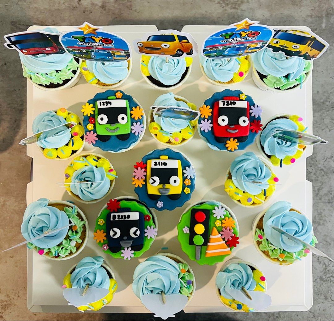 Tayo bus 2D design cupcakes, Food & Drinks, Homemade Bakes on Carousell