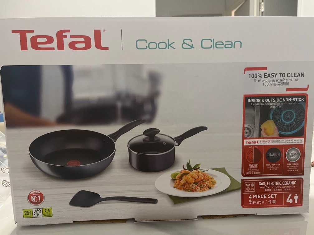 Tefal cook& clean 4 piece set, Furniture & Home Living, Kitchenware & Tableware, Cookware ...