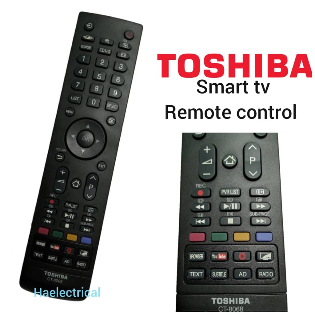 Toshiba LED Smart TV Remote Control With YouTube Browser Button CT-8068 ...