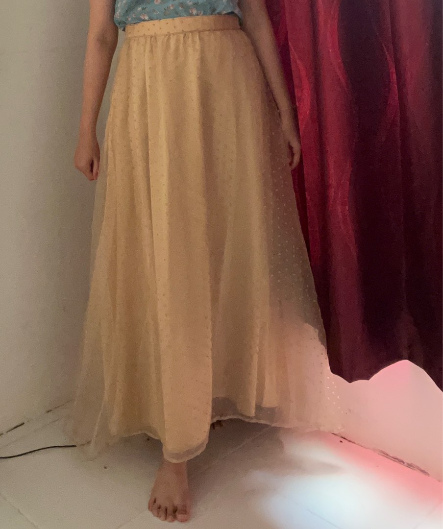 Tulle skirt gold kuning mewah/ rok tile pesta kondangan model payung ...