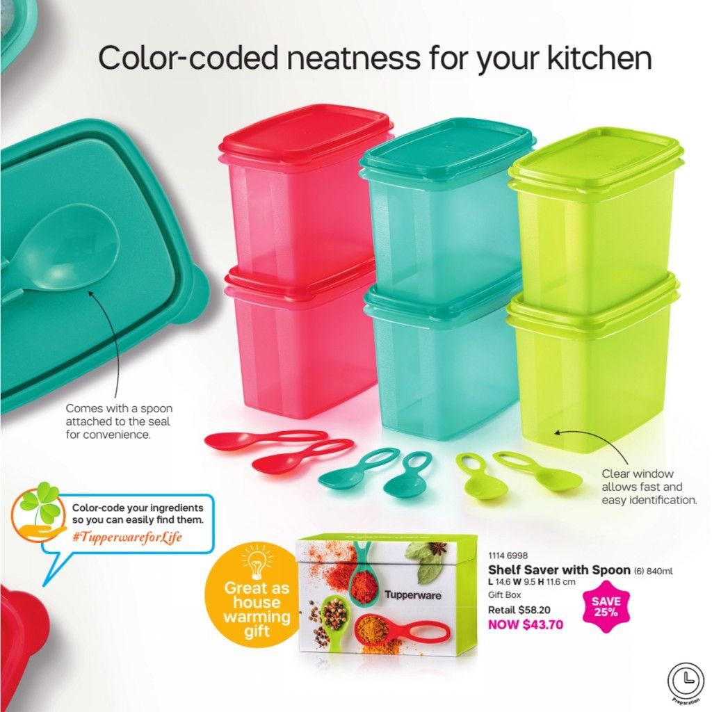 Tupperware Shelf Saver Rectangle Spice Container 840ml With Spoon (Set ...