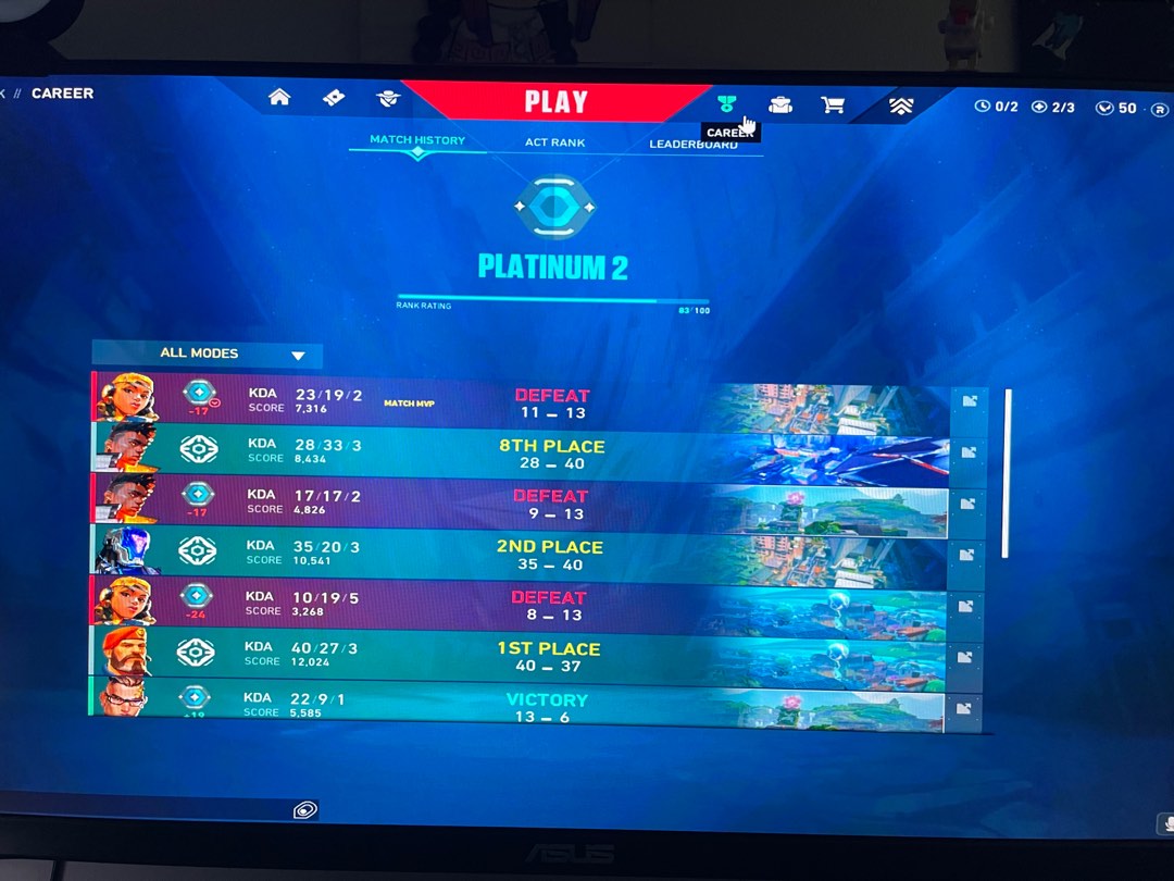 valorant plat 2 account, Video Gaming, Video Games, Others on Carousell