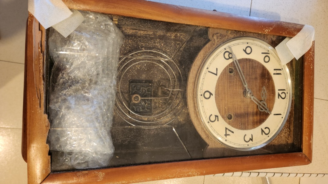 Vintage Antique Wood Case Pendulum Wall Clock, Furniture & Home Living ...