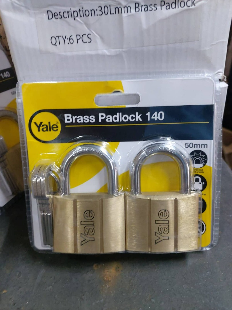 YALE HEAVY DUTY BRASS PADLOCKS 3 KEYS PADLOCKS KEYED ALIKE V140.50MM 2 PCS PER SET on Carousell