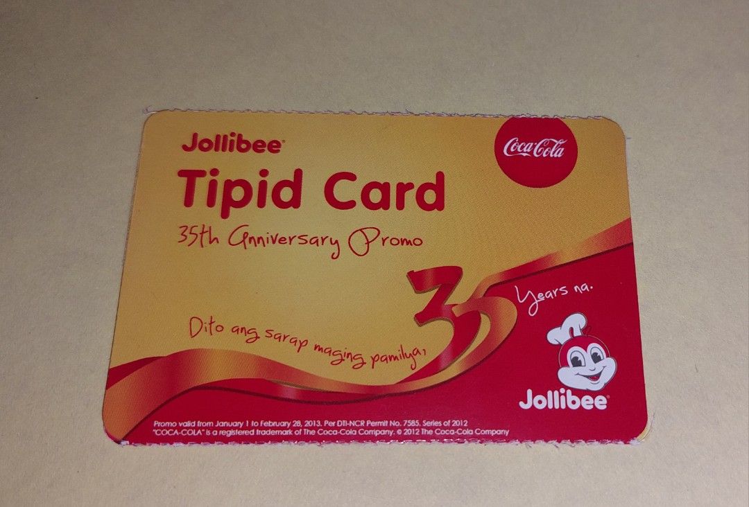 2012 Coca Cola Coke Jollibee Tipid Card 30th Anniversary Promo ...