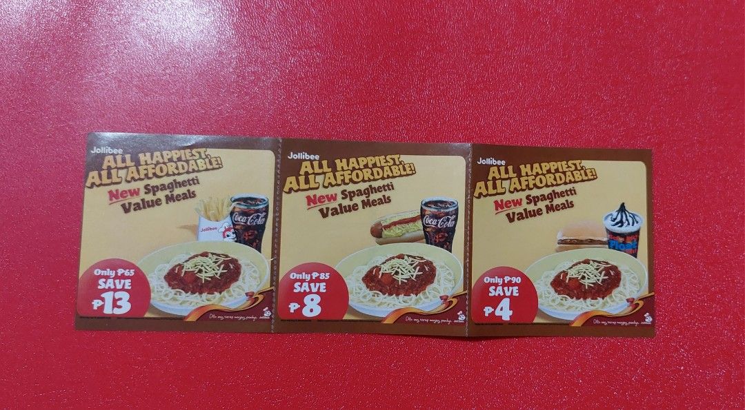 2013 Coca Cola Coke Jollibee Spaghetti Meals Collectible Promo Paper ...