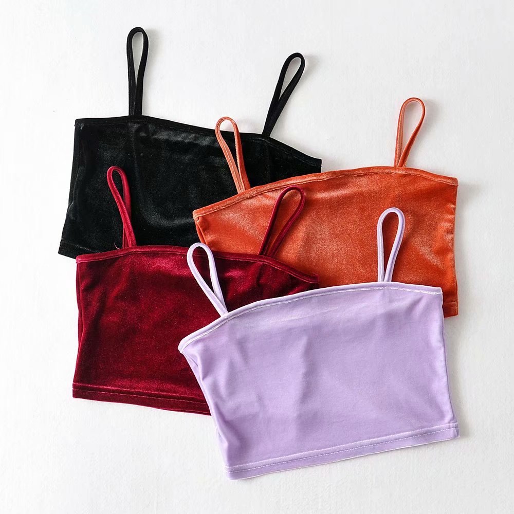 [2 FOR $10] Basic sleeveless velvet crops, Women's Fashion, Tops ...