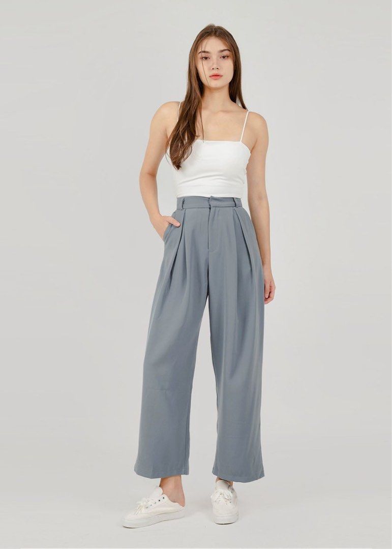 6STYLE Wide Fantasy Pants (ICE BLUE), Women's Fashion, Bottoms, Other ...