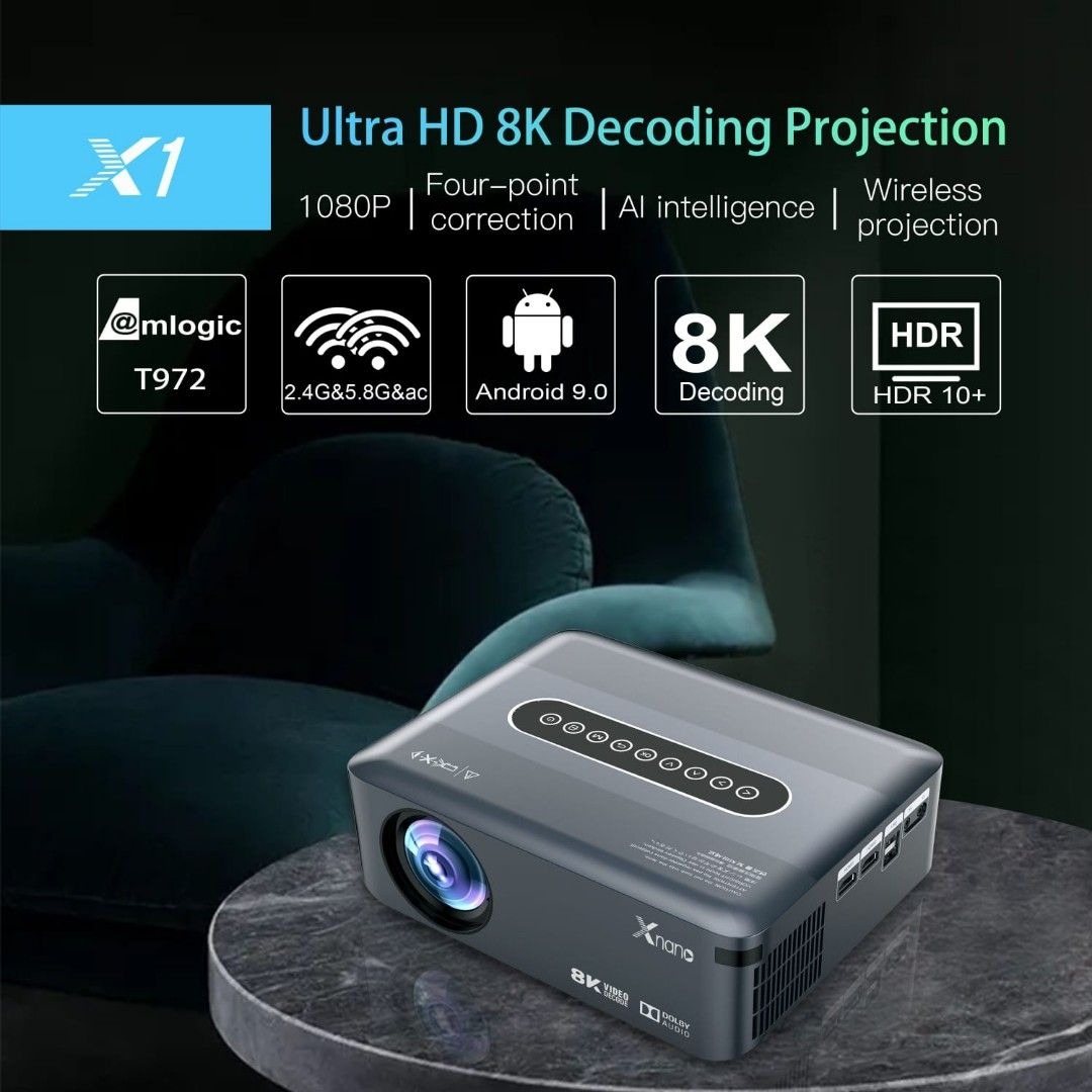 8K Decoding Projector Xnano X1 1080p Full HD 4K 1920x1080P LCD Smart ...