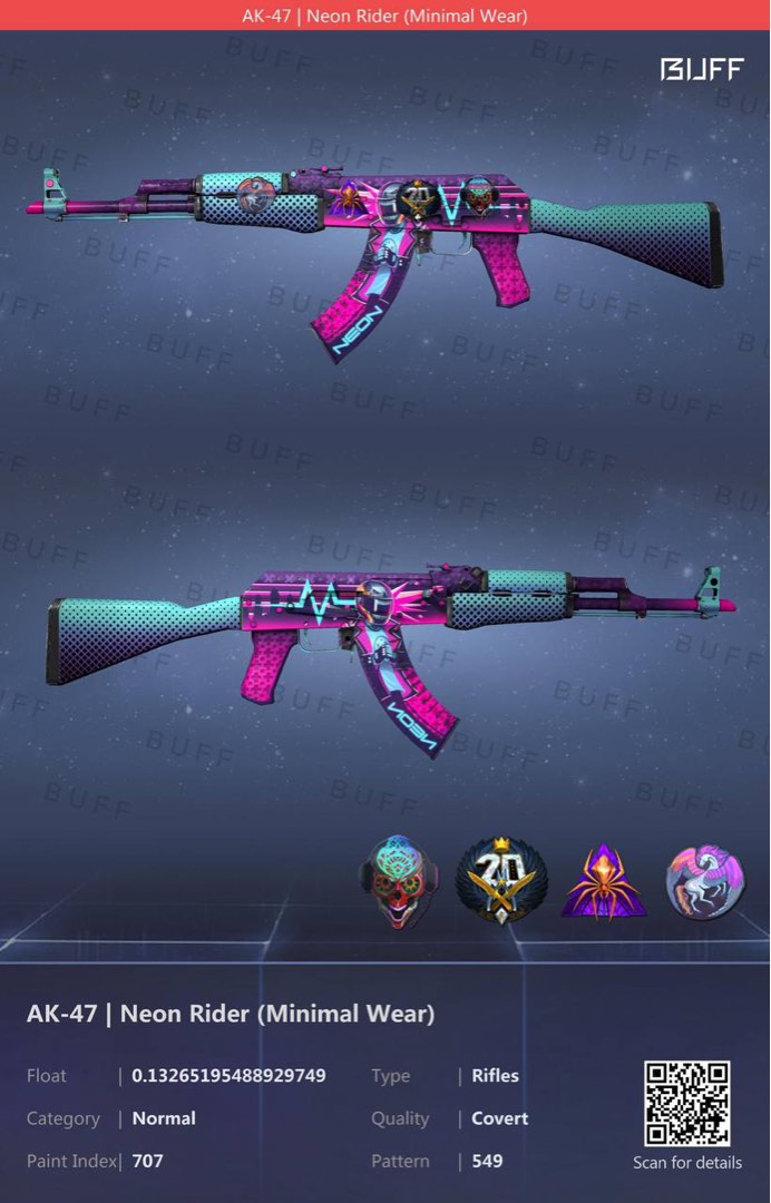 AK-47 Neon Rider Minimal Wear CSGO, Video Gaming, Gaming Accessories ...