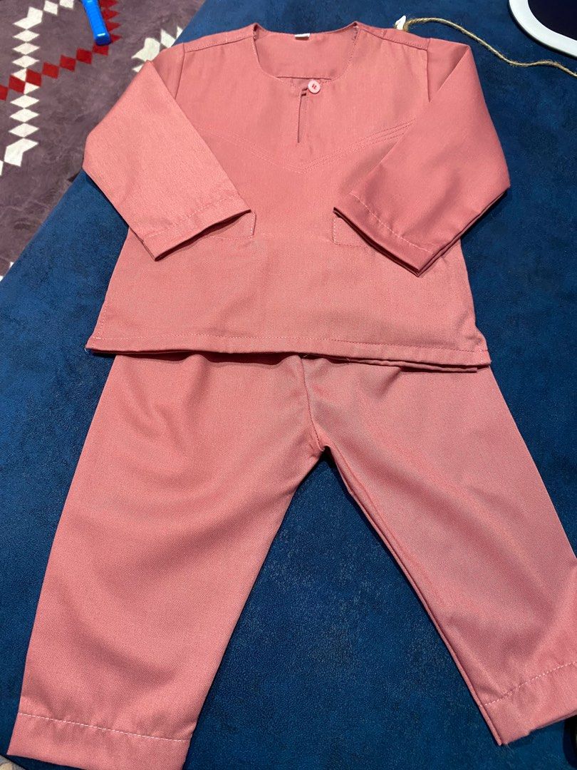Baju Melayu Pink Belacan, Babies & Kids, Babies & Kids Fashion on Carousell