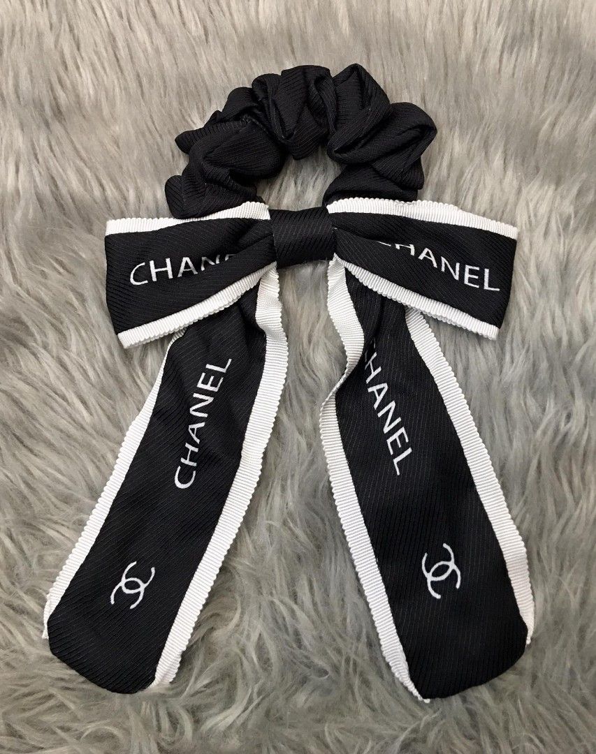 Black and White Hair Scrunchie with Bow (worn by Jennie of BlackPink ...