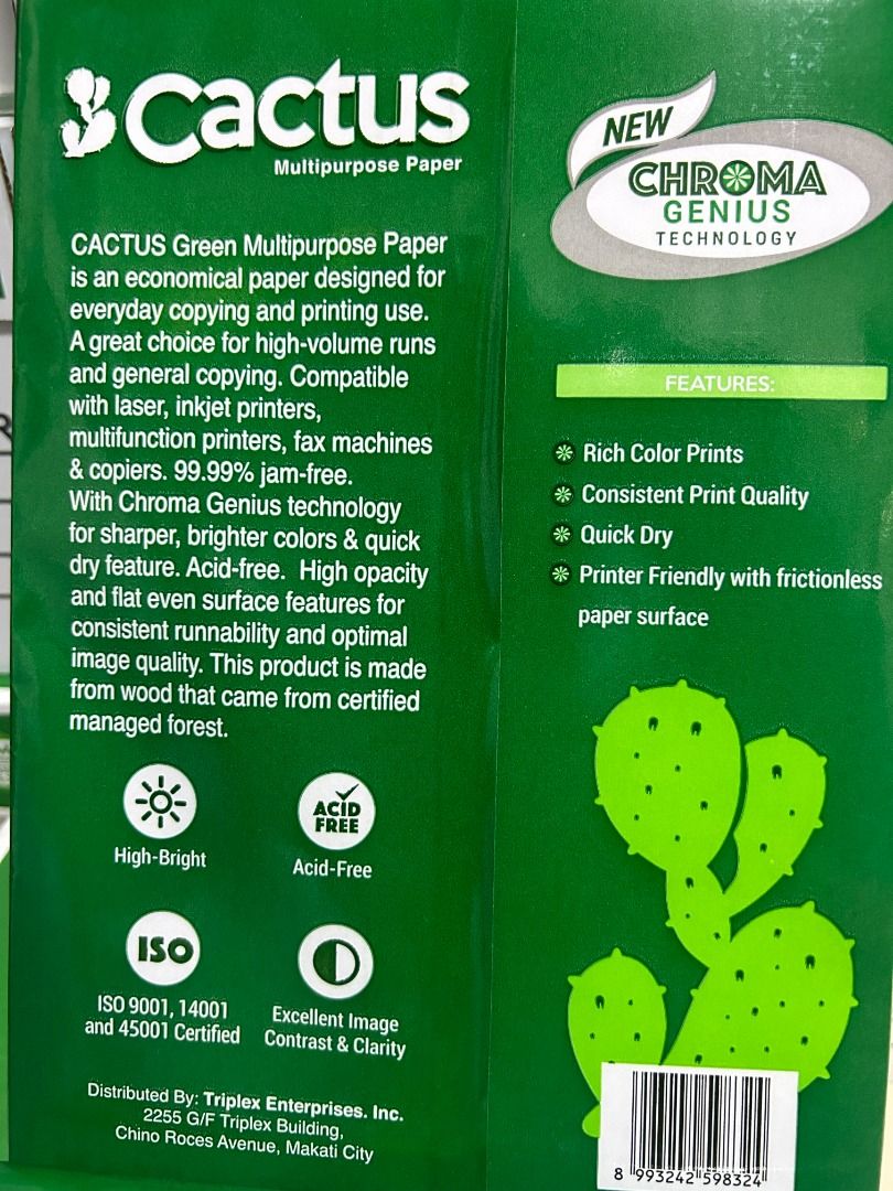 Cactus Multipurpose Bond Paper, Hobbies & Toys, Stationary & Craft ...