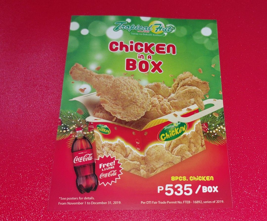 Coca Cola Coke Tropical Hut Chicken In A Box Promo Leaflet Flyer Paper ...