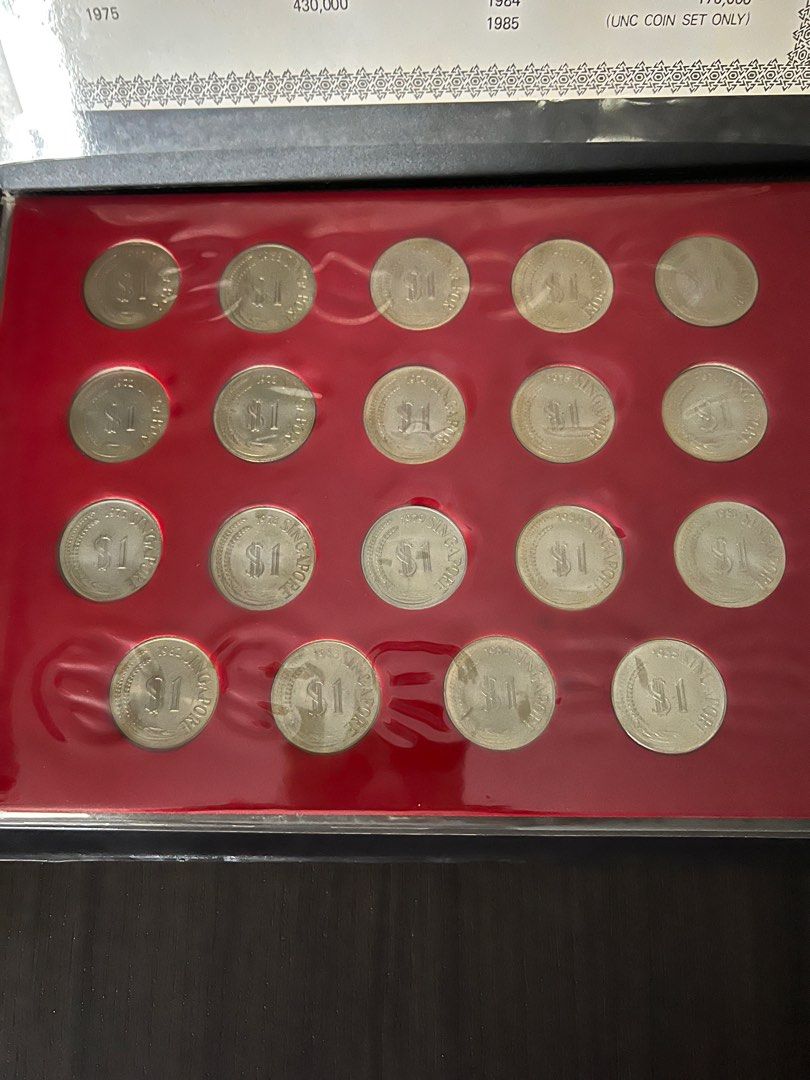 Complete Collection Set of SG$1 Uncirculated Coins from 1967-1975 ...