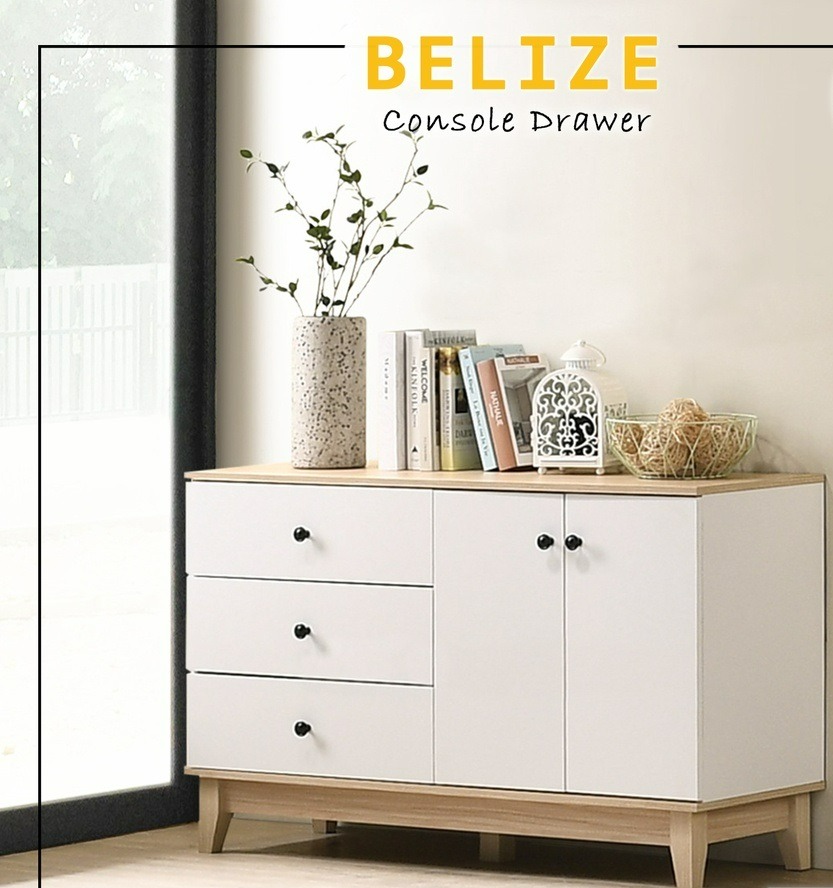 Console 2-Door Cabinet with 3 Drawers, Furniture & Home Living ...