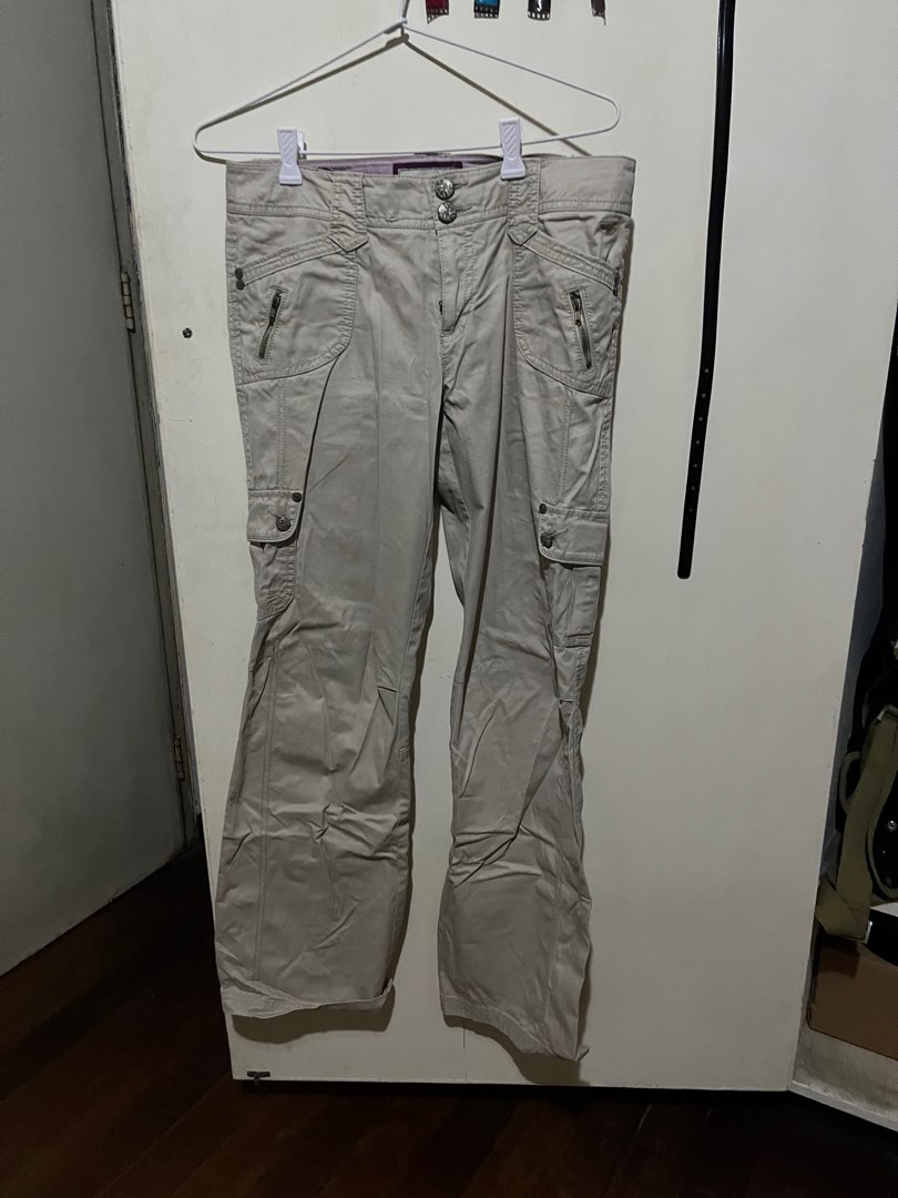 Cream Cargo Pants, Women's Fashion, Bottoms, Other Bottoms on Carousell