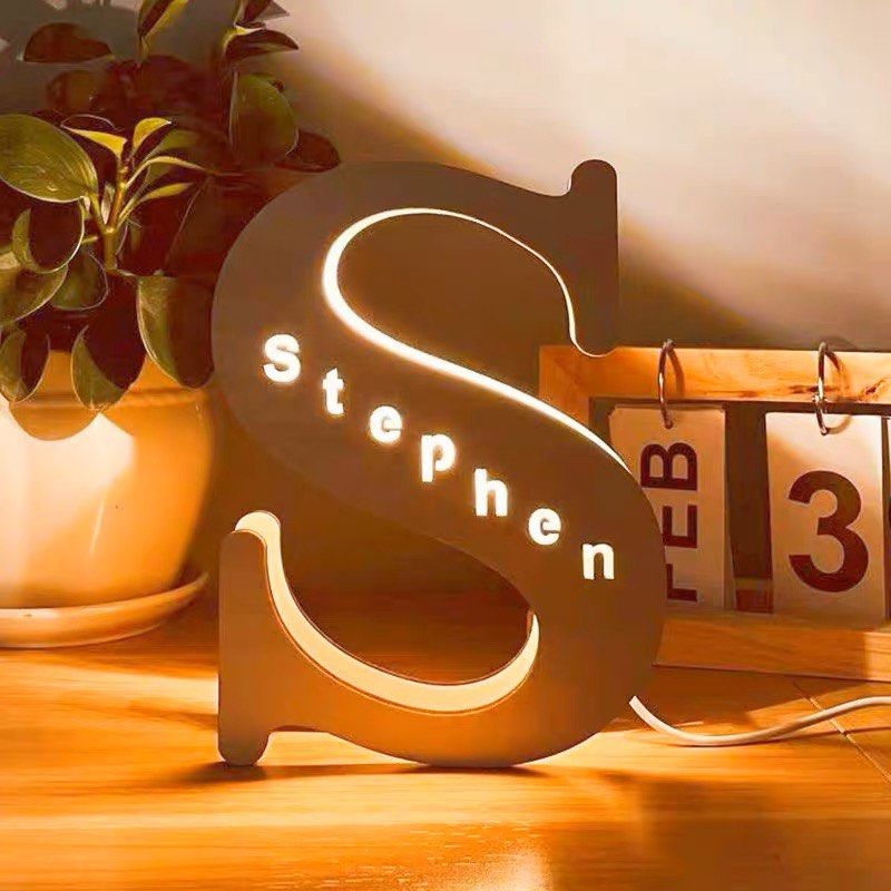 Custom lamp name engraved gift present birthday anniversary celebration ...