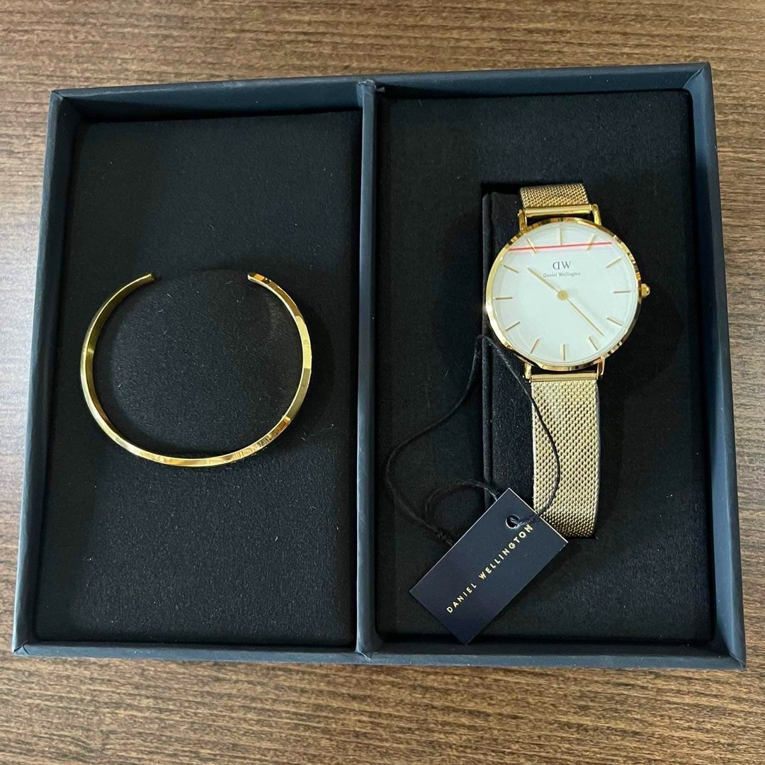 DANIEL WELLINGTONi SET GOLD WHITE DIAL AUTHENTIC WATCH, Women's Fashion ...
