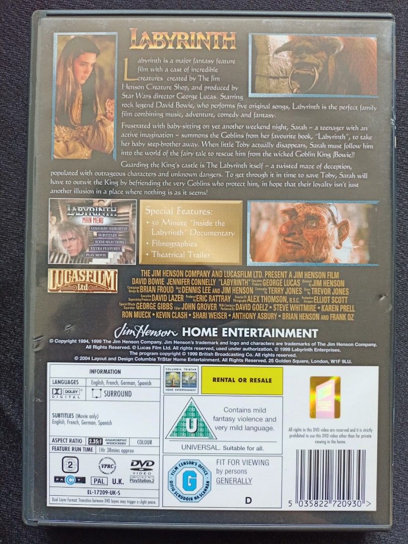 DVD Labyrinth, Hobbies & Toys, Music & Media, CDs & DVDs on Carousell