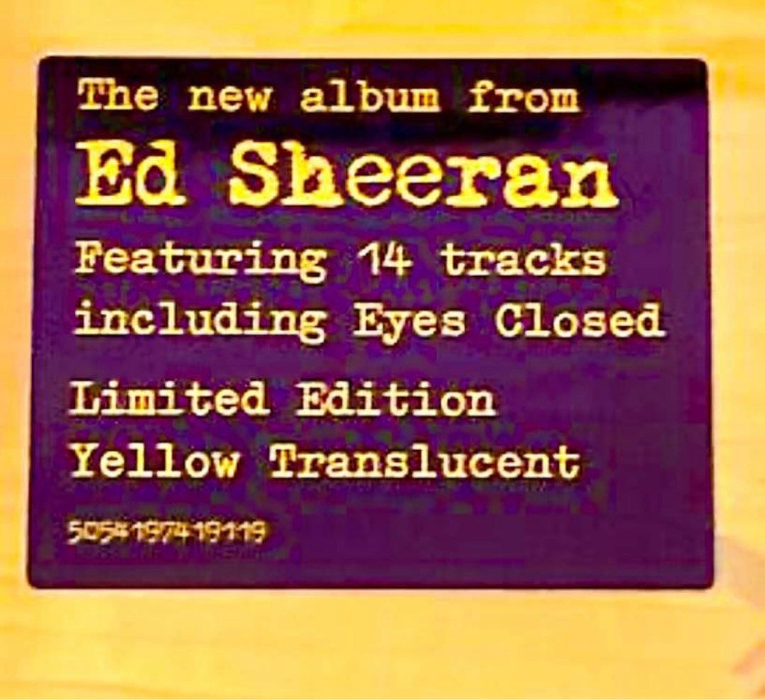 Ed Sheeran - Subtract 2023 New Album (Limited Edition Yellow Vinyl LP ...