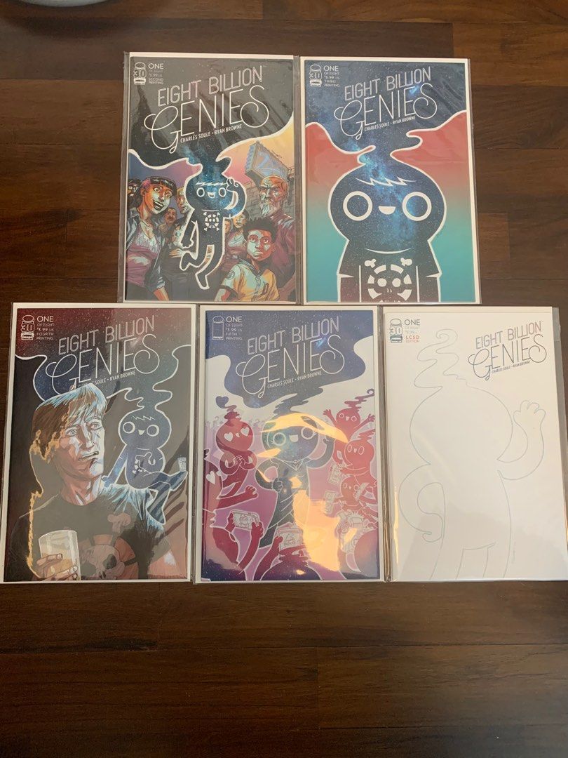 Eight Billion Genies #1 2nd, 3rd, 4th, 5th Printing & LCSD 2022 Sketch Variant Set of 5 Comic ...