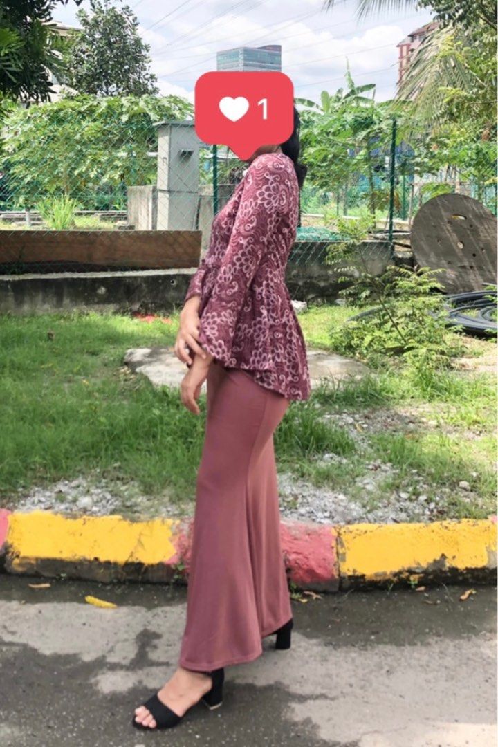 Fatynn Collections Kurung Peplum Dusty Pink, Women's Fashion, Muslimah ...