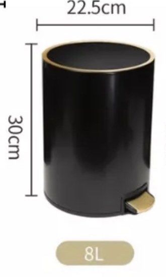 Gold Trim White Dustbin, Furniture & Home Living, Cleaning & Homecare ...