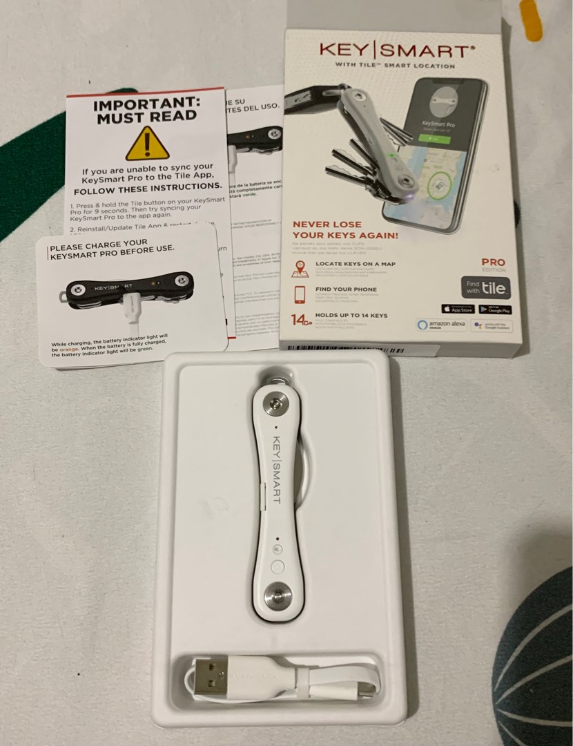 Keysmart Pro with Tile Smart Location Key Holder, White on Carousell