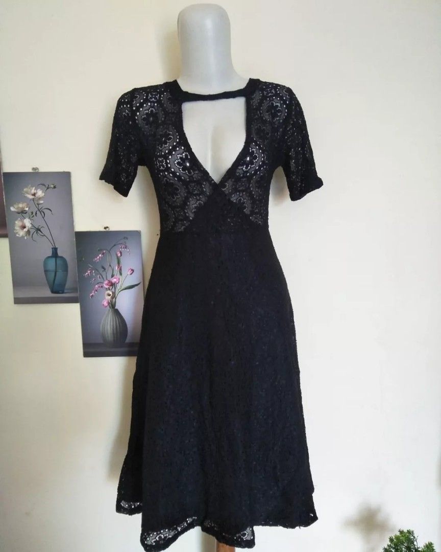 Korean lace dress tebel atas transparant, Fesyen Wanita, Pakaian Wanita ...
