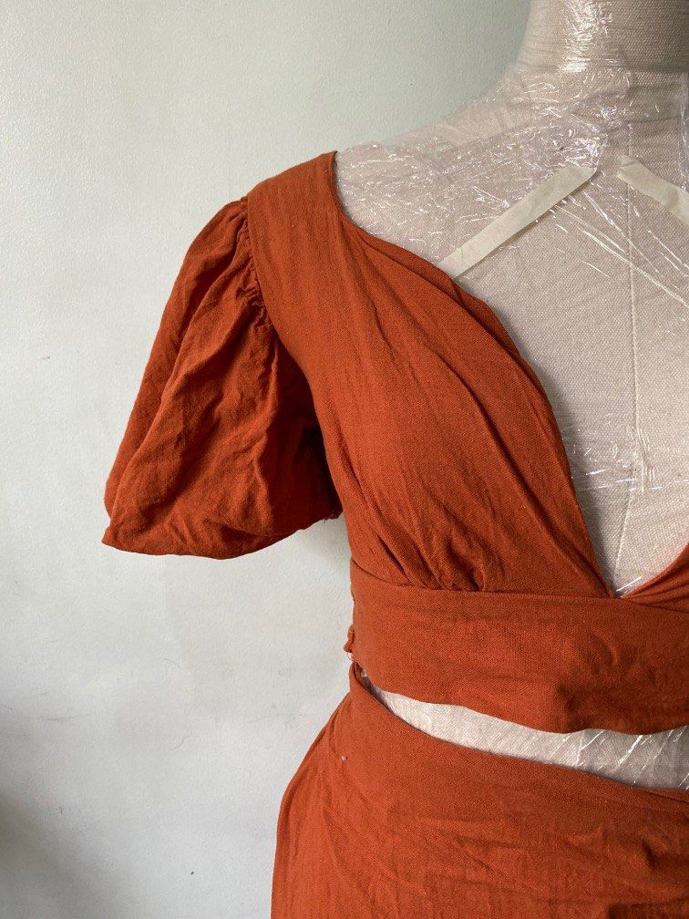 Linen coordinates in the color rusty, Women's Fashion, Dresses & Sets ...