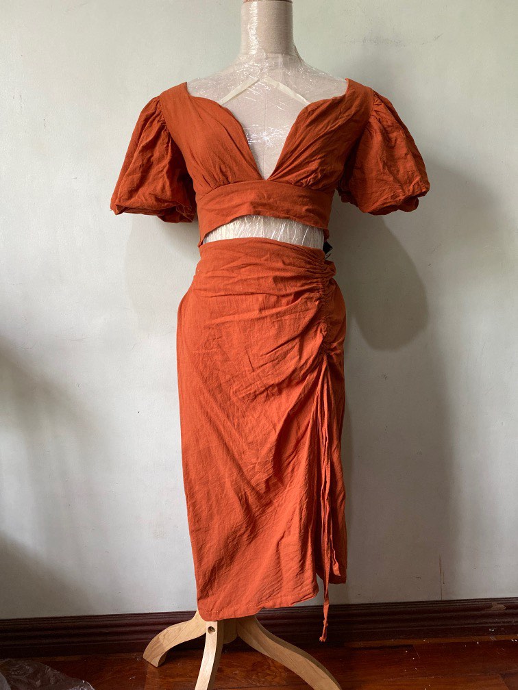 Linen coordinates in the color rusty, Women's Fashion, Dresses & Sets ...
