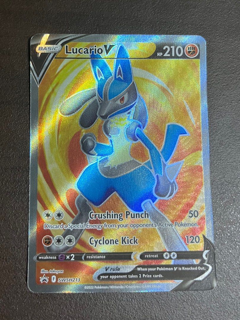 Lucario V SWSH213 promo card, Hobbies & Toys, Toys & Games on Carousell