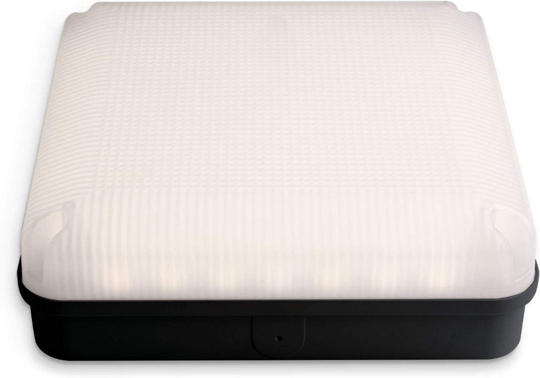 Luceco LED Mosi Square Bulkhead, Microwave Sensor, 28 cm, 12 W, Black ...