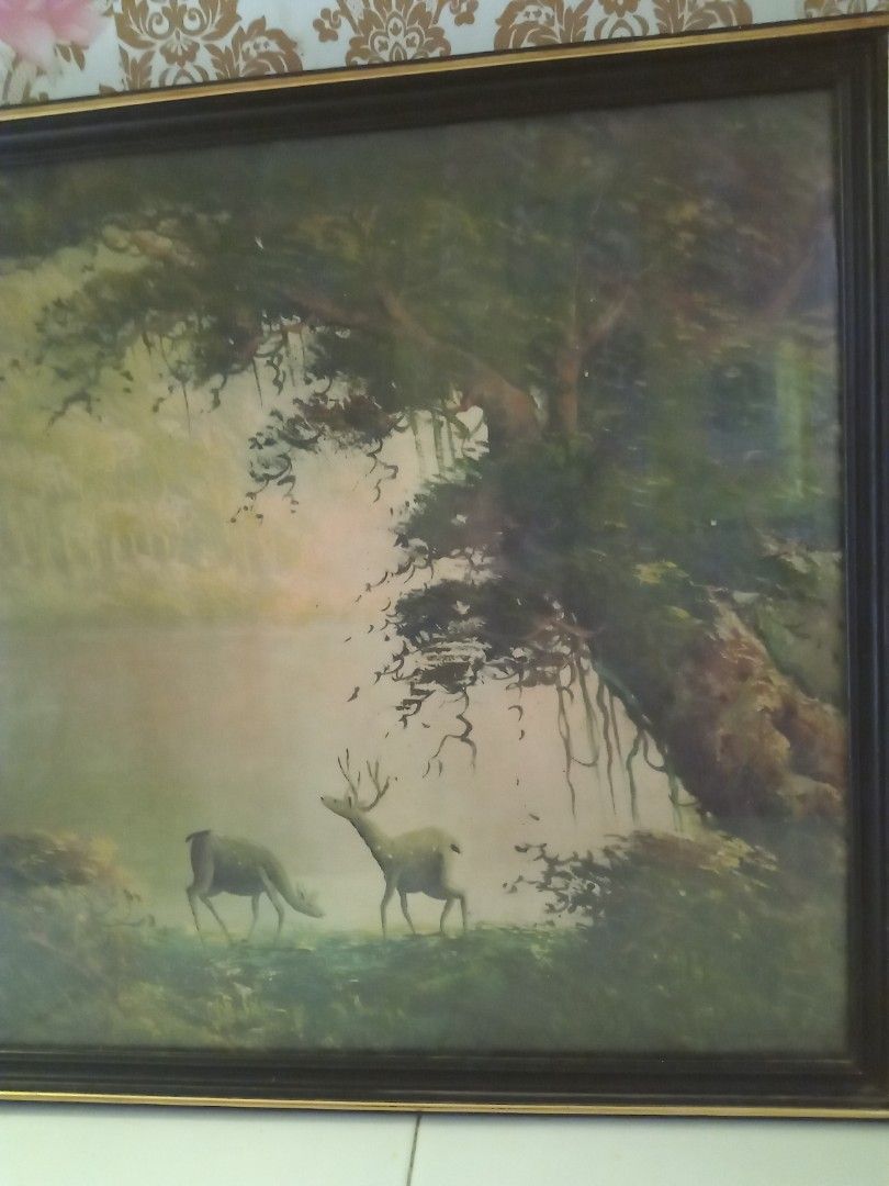 Lukisan Rusa antik(jadul), Antik, Pajangan di Carousell