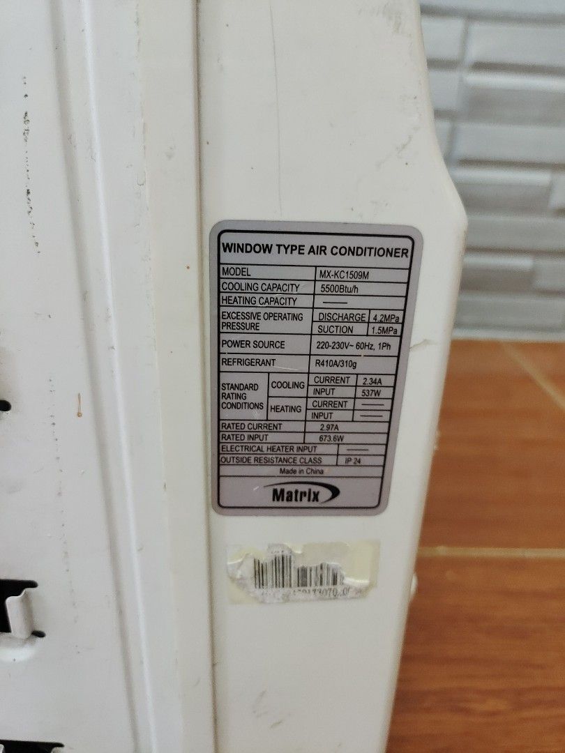 Matrix Window Type Aircon (Inverter Grade), TV & Home Appliances, Air ...