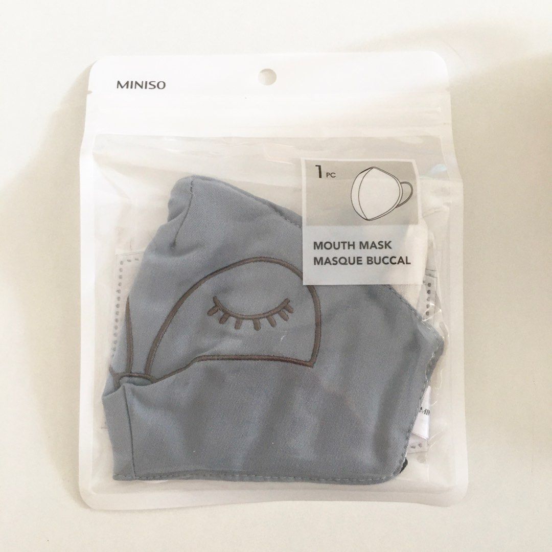 Miniso Grey Eye Mouth Mask, Health & Nutrition, Face Masks & Face ...