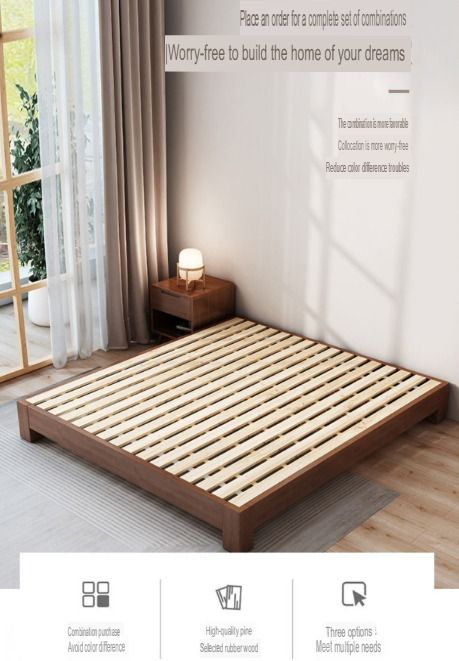 Nordic headless bed Japanese-style tatami bed without backrest low bed ...
