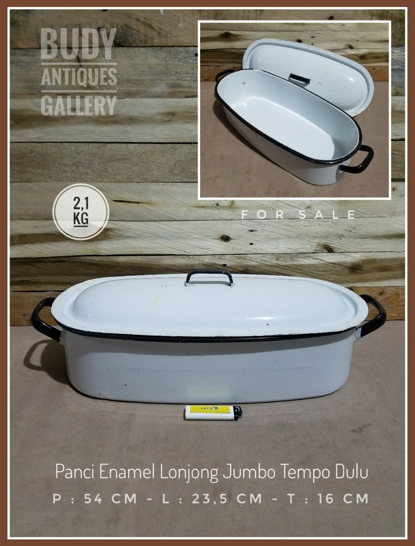 Panci Lonjong Enamel Putih Jumbo Tempo Dulu, Antik, Pajangan di Carousell