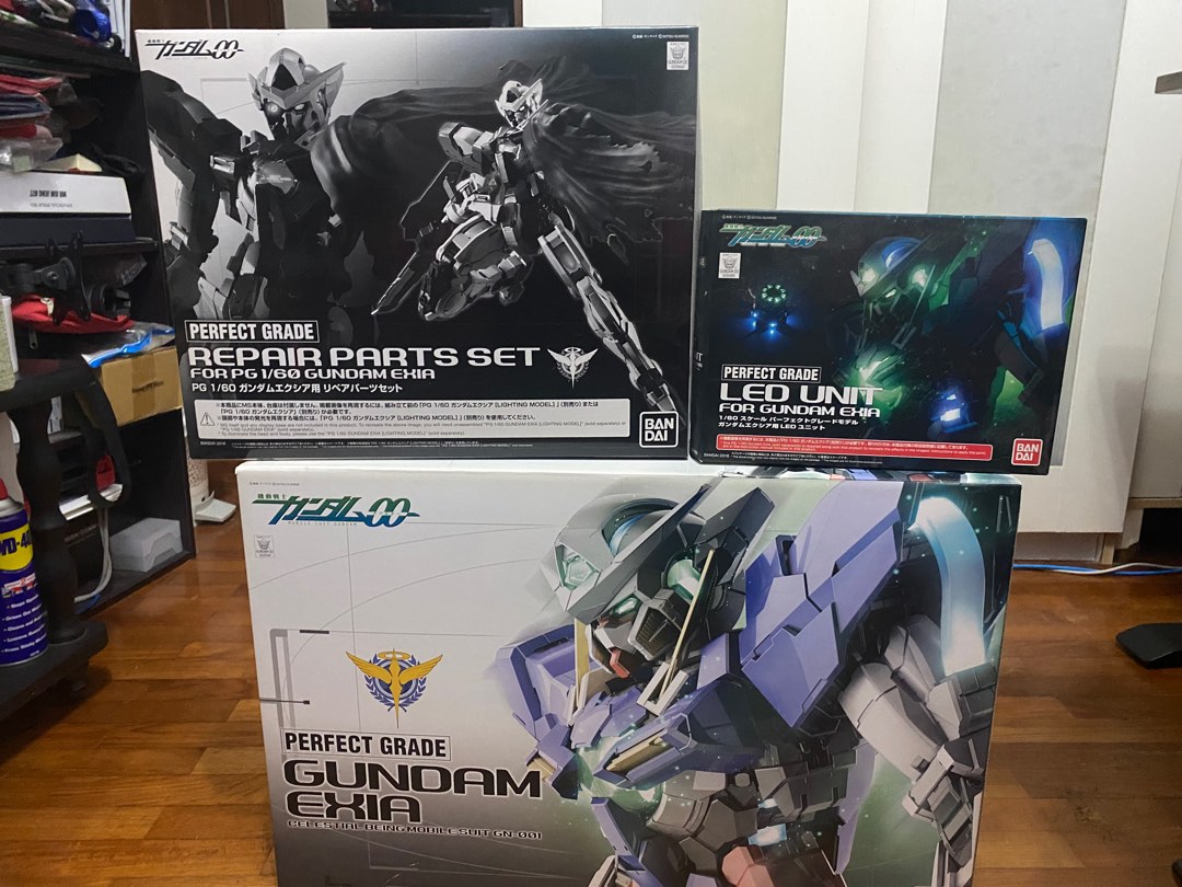 PG Gundam EXIA with LED Unit & Repair Parts Det, Hobbies & Toys, Toys ...