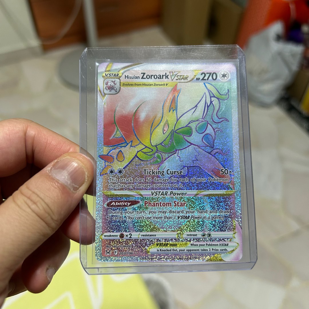 Pokemon TCG Hisuian Zoroark VStar Rainbow HR Lost Origin, Hobbies ...