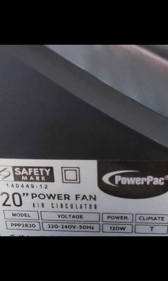 Powerpac 20" Big table fan, Furniture & Home Living, Lighting & Fans ...
