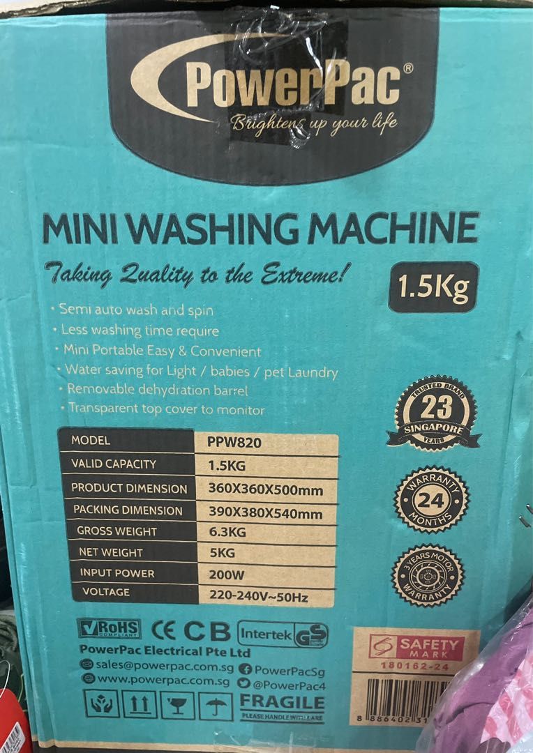 PowerPac portable mini washing machine, TV & Home Appliances, Washing ...